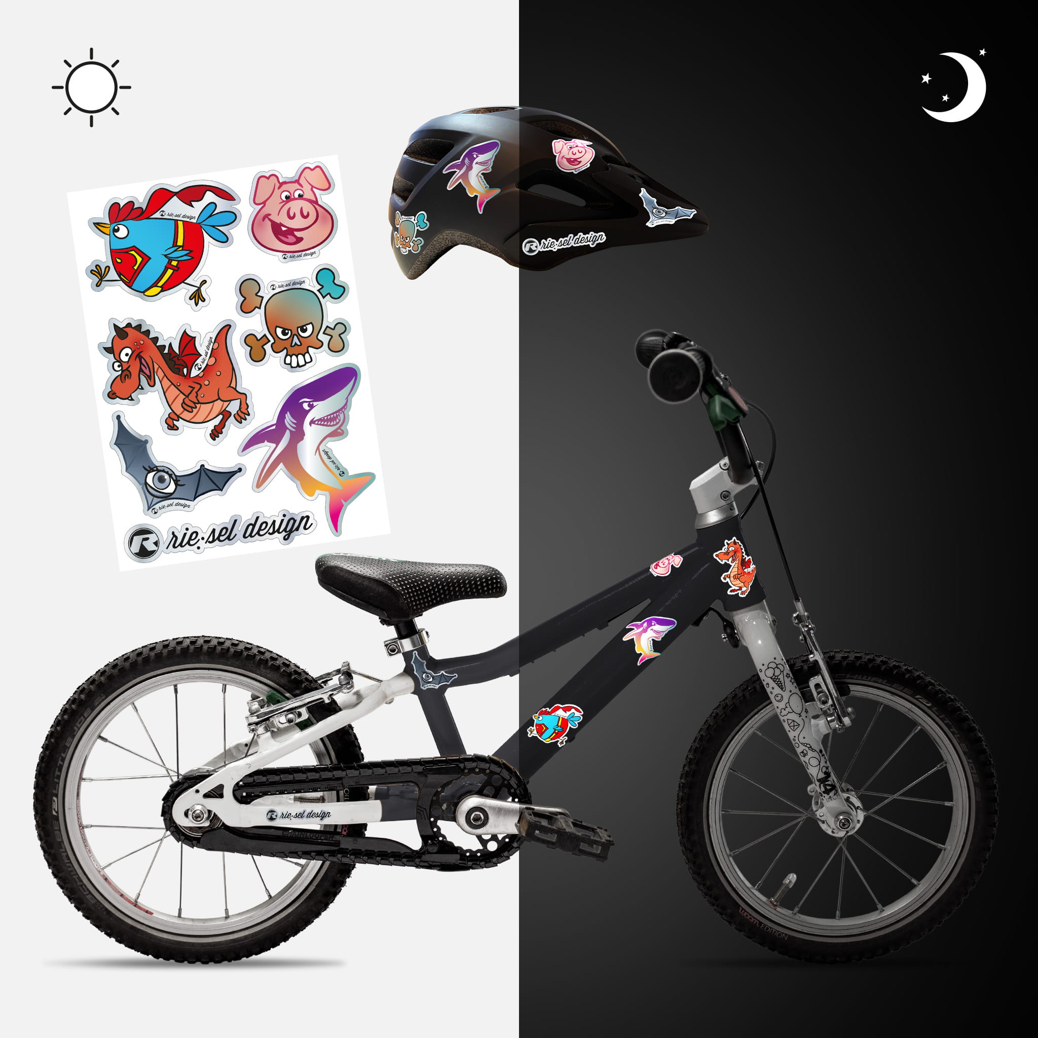 Reflektierende Kinder-Aufkleber – Bunte Sicherheits-Sticker für ...